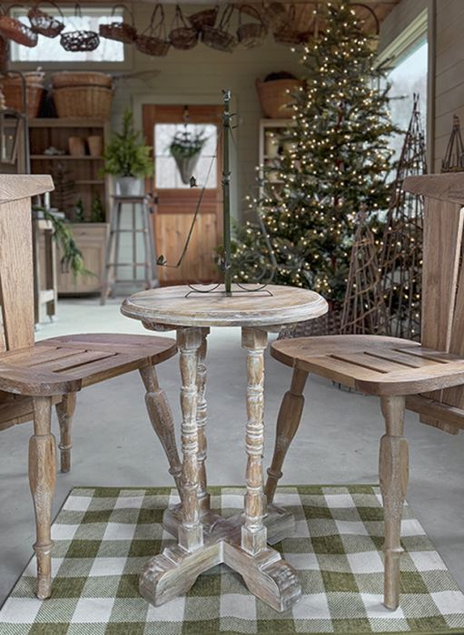 Whitewashed Spindle Base Side Table | Antique Farmhouse