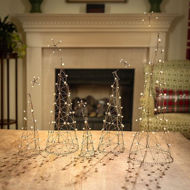 Wire Cone Tree With Pearls Set of 5 | Antique Farmhouse