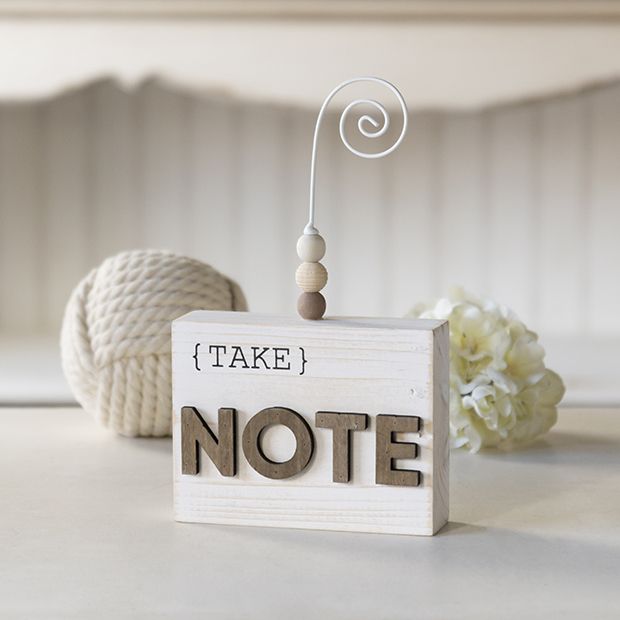 Wood Block Note Holder Antique Farmhouse