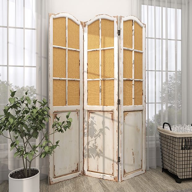 Wood Canvas Panel Screen | Antique Farmhouse
