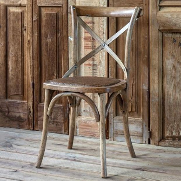 Wood Cross Back Dining Chair Set of 2 | Antique Farmhouse