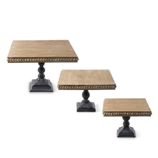 Wood Display Risers With Bead Trim Set of 3 | Antique Farmhouse
