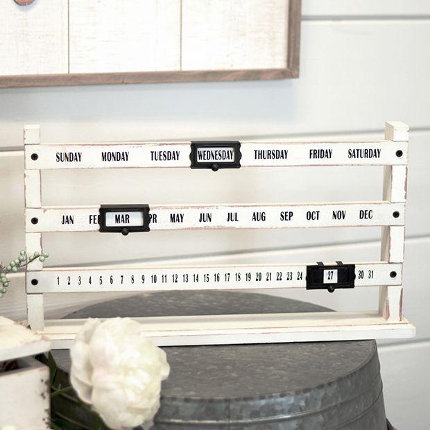 Wood Sliding Perpetual Calendar | Antique Farmhouse