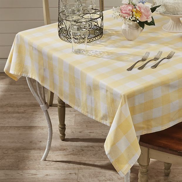 Yellow Check Farmhouse Tablecloth | Antique Farmhouse