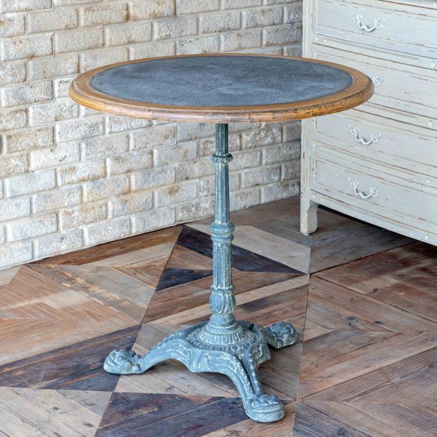 Zinc Top Round Accent Table | Antique Farmhouse