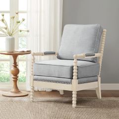 Cottage Farmhouse Blue Accent Armchair Antique Farmhouse