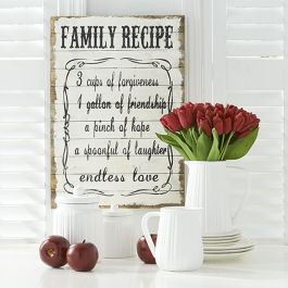 Family Recipe Wood Wall Sign | Antique Farmhouse