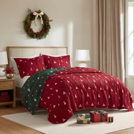 3 Piece Cheerful Christmas Coverlet Set | Antique Farmhouse