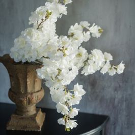 Faux White Cherry Blossom Stem Spray Set of 2 | Antique Farmhouse