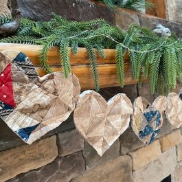 Antique Quilt Rustic Multicolor Heart Garland | Antique Farmhouse