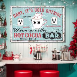 Baby It's Cold Outside Hot Cocoa Bar Canvas Wall Art | Antique Farmhouse