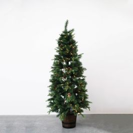 Barrel Potted Pre Lit Pine Tree | Antique Farmhouse