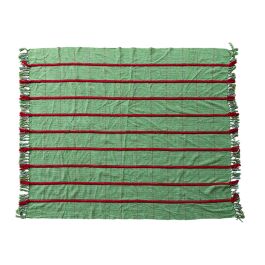 Braided Grid Pattern Fringed Throw | Antique Farmhouse