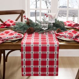 Christmas Red Plaid and Trees Table Runner | Antique Farmhouse