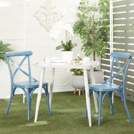 Classic Cross Back Outdoor Dining Chair Blue | Antique Farmhouse