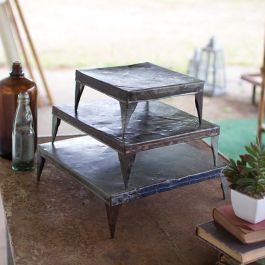 Raw Metal Display Risers Set of 3 | Antique Farmhouse