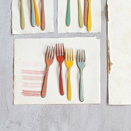 Enameled Multi Color Fork Set of 4 | Antique Farmhouse
