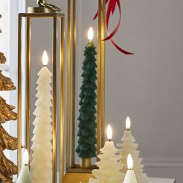 Flameless Tree Taper Candle Green Set of 2 | Antique Farmhouse