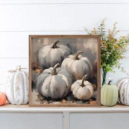 Four Blue Gray Tone Pumpkins Wall Decor | Antique Farmhouse
