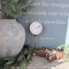 Gold Finish Pedestal Table Clock | Antique Farmhouse