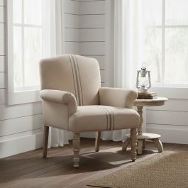 Grain Sack Stripe Farmhouse Rolled Arm Chair | Antique Farmhouse