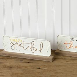 Grateful Thankful Blessed Table Sign Set of 3 | Antique Farmhouse