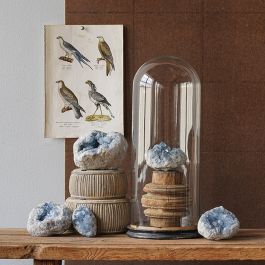 Hand Blown Glass Cloche on Round Wooden Base | Antique Farmhouse