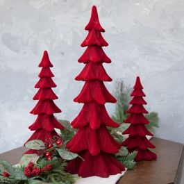 Holiday Red Tabletop Display Tree Set of 3 | Antique Farmhouse
