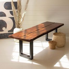Live Edge Wood Rustic Industrial Bench | Antique Farmhouse