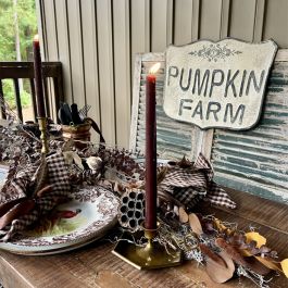 Metal Pumpkin Farm Crest Sign | Antique Farmhouse
