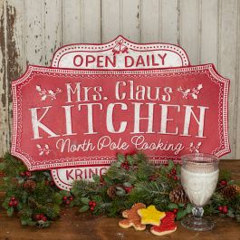 Mrs. Claus Kitchen Metal Sign | Antique Farmhouse