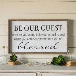 Our Guest Framed Wood Wall Sign | Antique Farmhouse