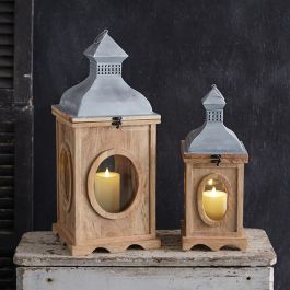 Oxeye Window Candle Lanterns Set of 2 | Antique Farmhouse
