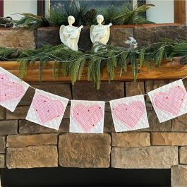 Primitive Pink Gingham Heart Banner Garland | Antique Farmhouse