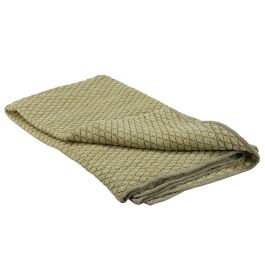 Quilted Diamond Pattern Green Throw Blanket | Antique Farmhouse