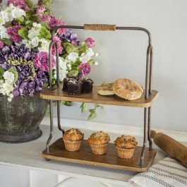 Rustic Industrial 2 Tier Display Stand | Antique Farmhouse