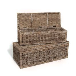Rustic Rattan Storage Chest Set of 2 | Antique Farmhouse