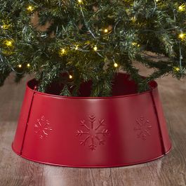 Rustic Red Snowflake Tree Collar 20 Inch | Antique Farmhouse