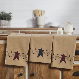 Rustic Star and Vine Tea Towel Set of 3 | Antique Farmhouse