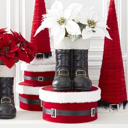 Santa Belt Round Box Set of 3 | Antique Farmhouse