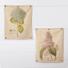 Spring Flower Canvas Wall Hanging Set of 2 | Antique Farmhouse