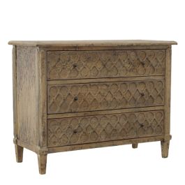 Textured Lattice 3 Drawer Chest Antique Farmhouse