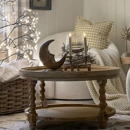 Turned Leg Tiered Round Coffee Table | Antique Farmhouse