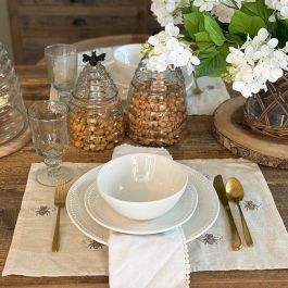 White Beaded Edge Ceramic Dinnerware Bowl | Antique Farmhouse