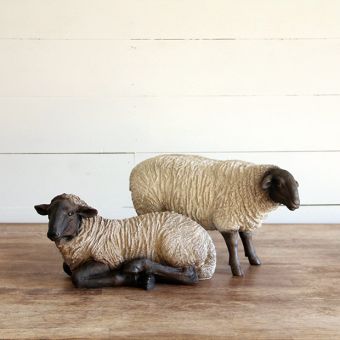Large Standing Sheep Figurine | Antique Farmhouse