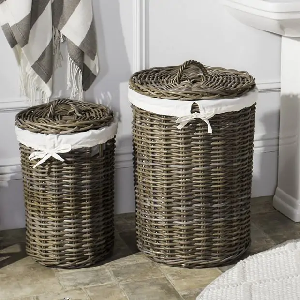 wicker laundry basket lined