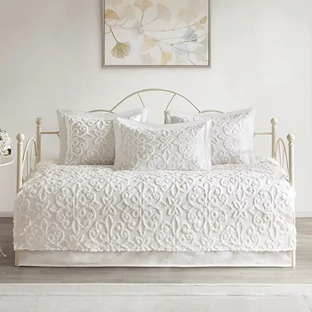 Tufted Cotton Daybed Set 5 Pieces Antique Farmhouse
