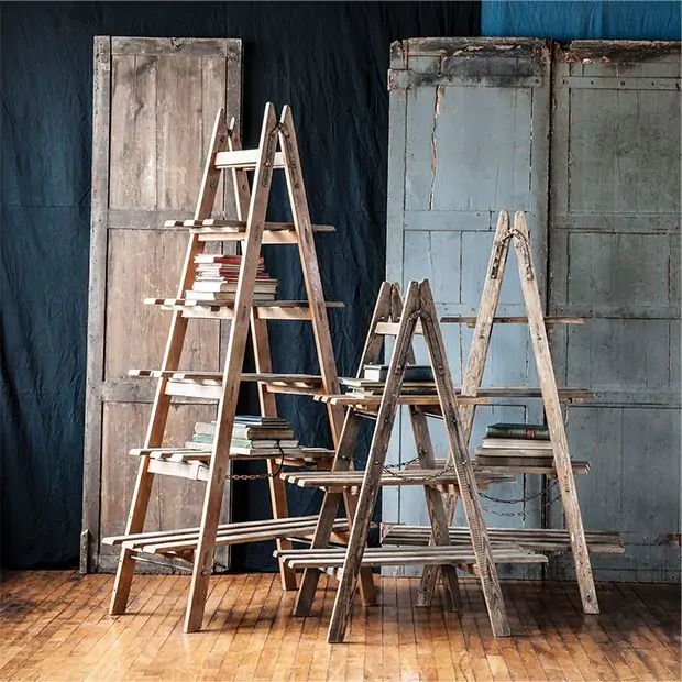 A Frame Folding Display Ladder Antique Farmhouse