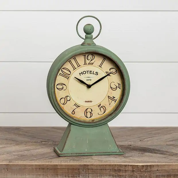 green mantel clock