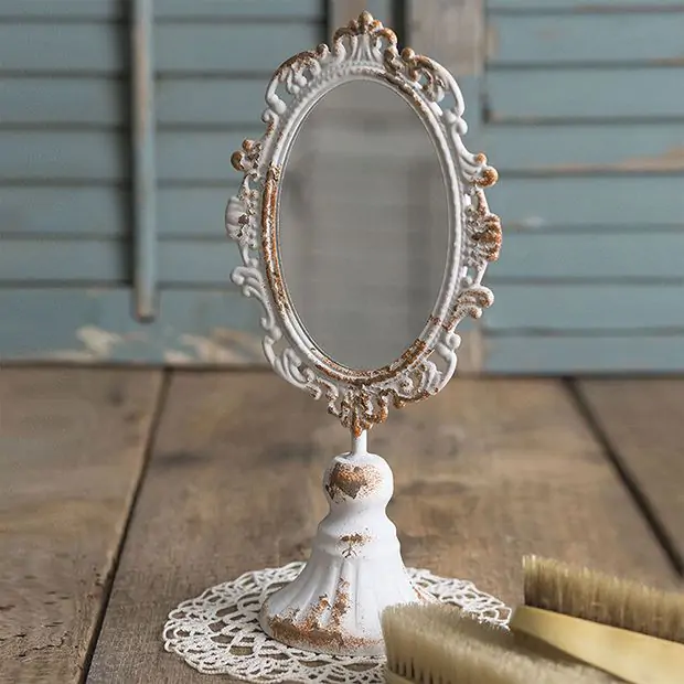 Aged Victorian Table Mirror Antique Farmhouse